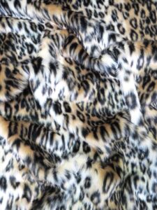 faux fake fur leopard cheetah animal long pile fabric sold by the yard diy coats costumes scarfs rugs accessories fashion (snow leopard brown)