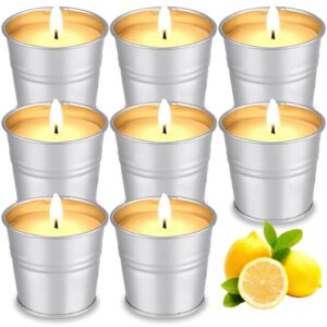 facio candles outdoor indoor 8 pack scented candles set bulk made with soy wax bucket and essential oils for garden patio yard home balcony, 8 pack citronella candles