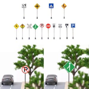 Milageto Pack of 14 1/87 HO Scale Signs Road Scene Decoration Accessory