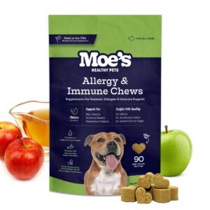 moe’s allergy and immune support for dogs-supports anti-itch, seasonal allergies & immunity-omega 3 wild alaskan salmon fish oil - dog allergy treatment, skin health- made in usa- 90 chews (chicken)