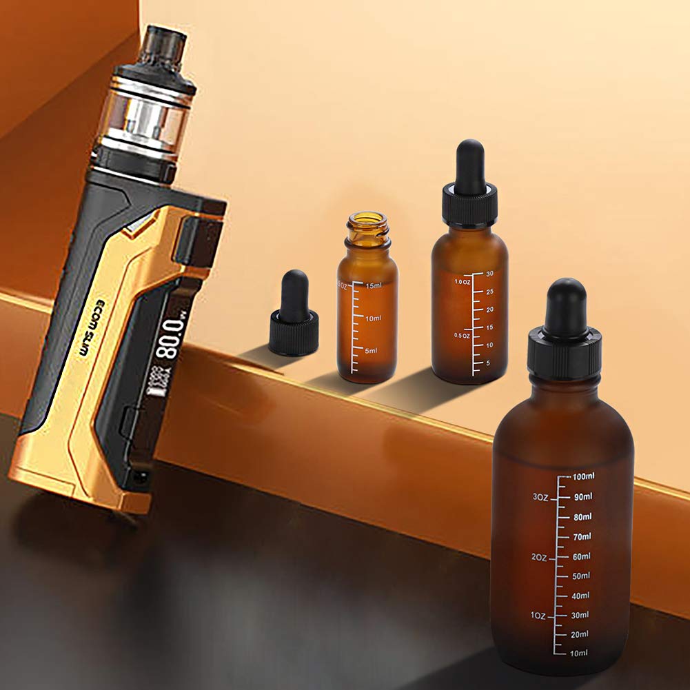 HUIZHU 5PCS 120ml Amber Glass Dropper Bottles Liquid bottling Refillable Bottles Dispensing bottle with Dropper Pipettes for Essential Oils/Beauty Oil Mix,Blends (120ML X 5PCS)