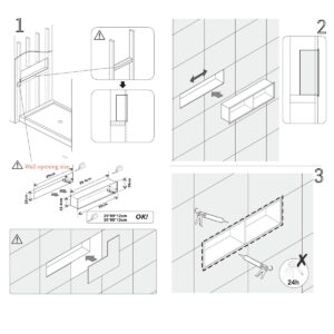 Sunrosa 12 X 36 Inch Shower Niche, Black Wall Niche Stainless Steel Wall Niche NO Tile Needed Recessed Niche Shower for Bathroom Storage, 1 Dividers