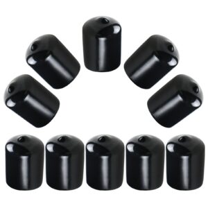 aopin rubber round end cap cover 1-1/2 inch (36mm) screw thread protectors pvc flexible tubing pipe protective bolt screw thread protector safety cover | for pipe post tubing rod cover 10 pcs (black)