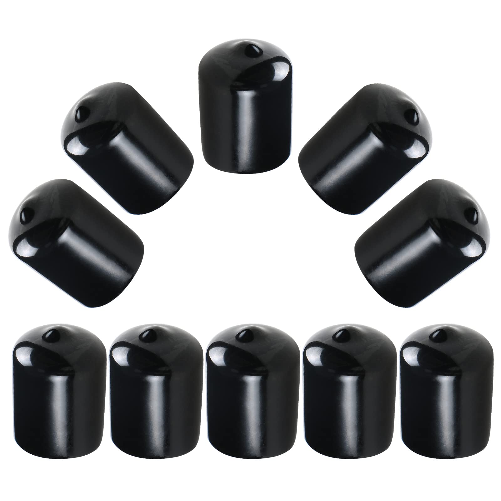 Aopin Rubber Round End Cap Cover 1-1/2 Inch (36mm) Screw Thread Protectors PVC Flexible Tubing Pipe Protective Bolt Screw Thread Protector Safety Cover | for Pipe Post Tubing Rod Cover 10 Pcs (Black)