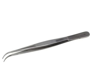 lab tweezers high precision forceps, 6" (15.2 cm), fine strong curved point tweezers, stainless steel