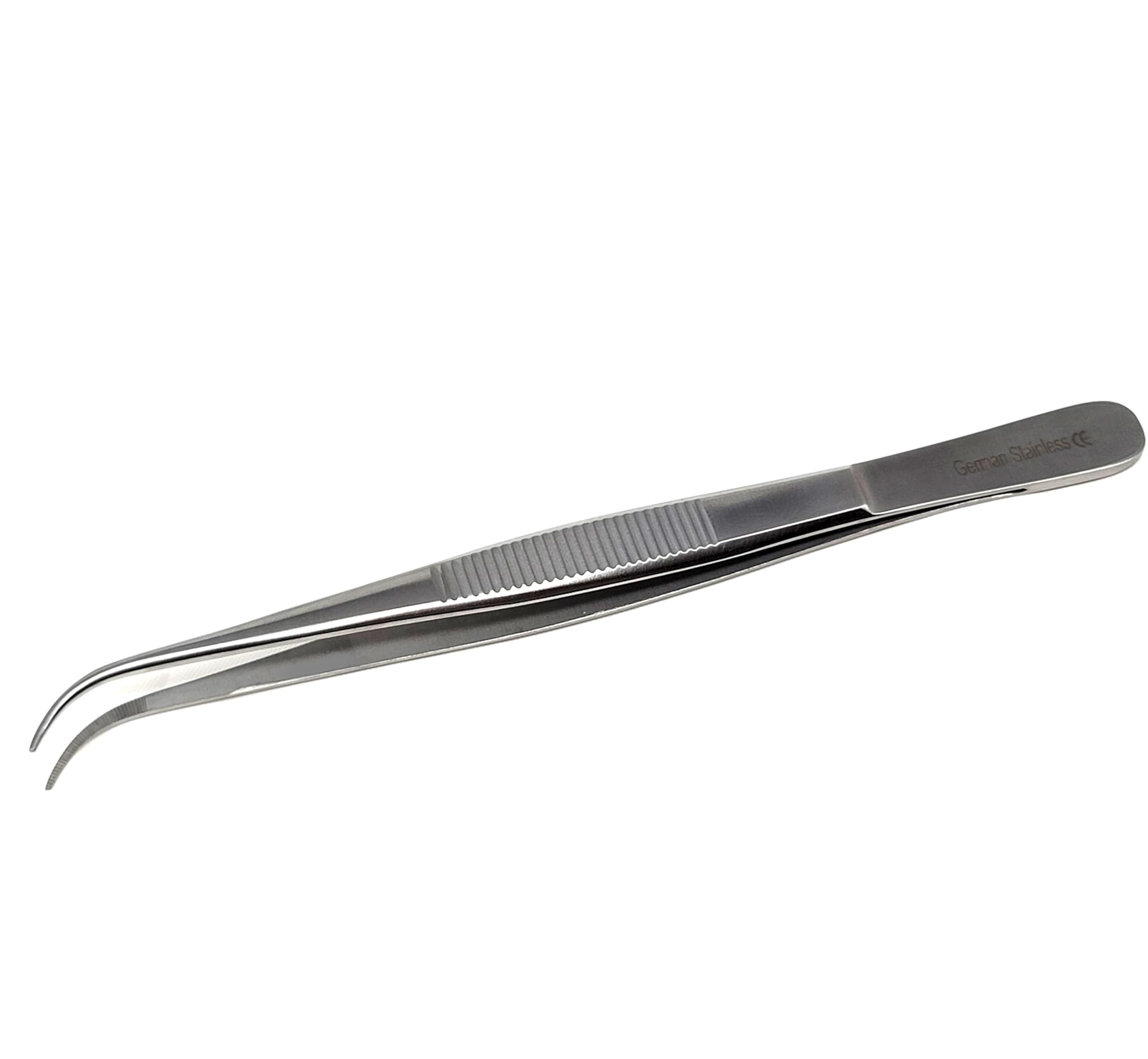 Lab Tweezers High Precision Forceps, 6" (15.2 cm), Fine Strong Curved Point tweezers, Stainless Steel