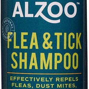 ALZOO Flea and Tick Repellent Shampoo for Dogs, Effectively Repels Fleas, Ticks & Mosquitos, 100% Plant-Based Active Ingredients, Sulfate & Paraben-Free, 12 Fl. Oz.