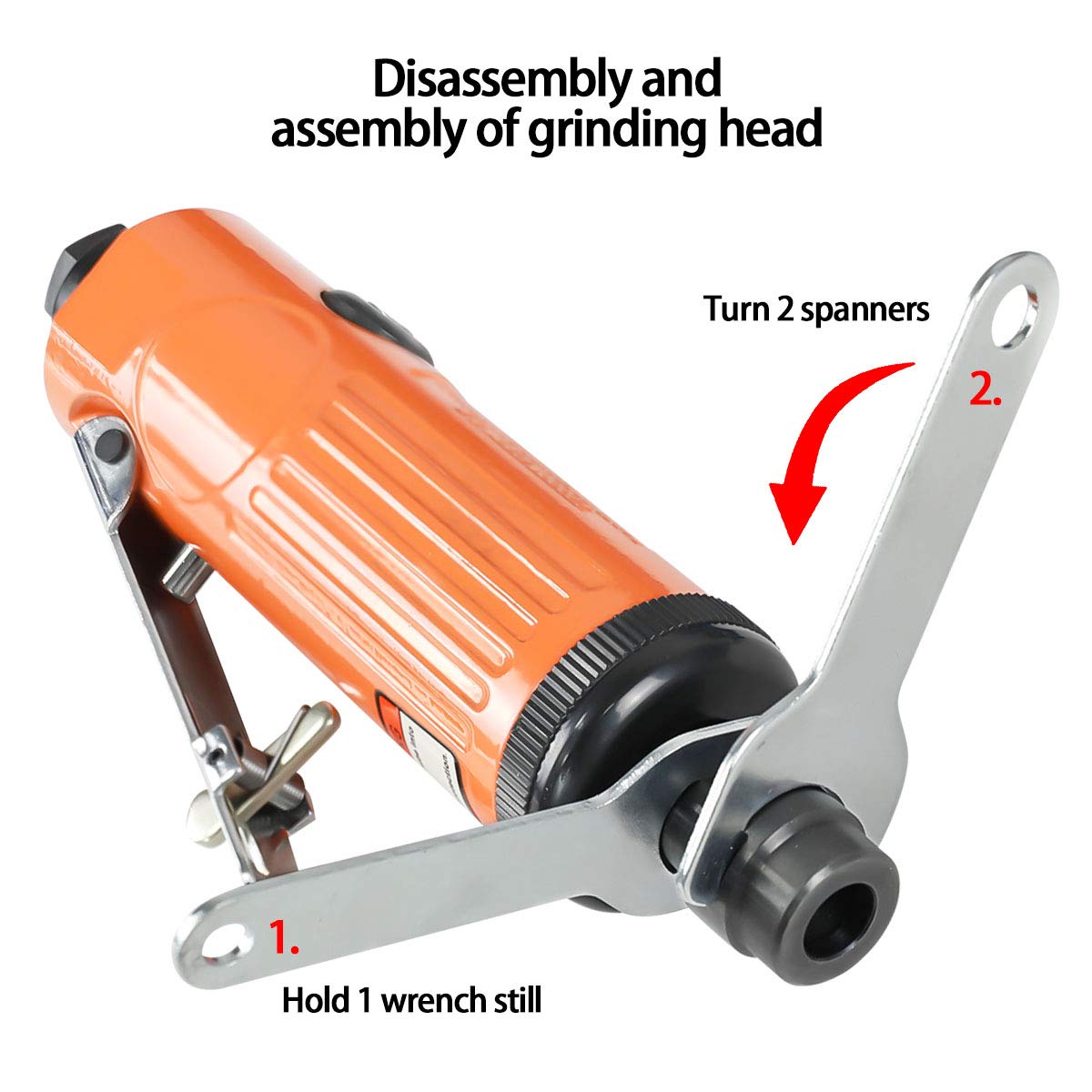 Sutekus 1/4" Air Die Grinder KIT Rotary Air Compressor Tool Set Pneumatic Sander Compact Air Throttle with 1/4 and 1/8 inch Collets (Orange)