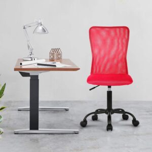 office chair desk chair computer chair with lumbar support ergonomic mid back mesh adjustable height swivel chair armless modern task executive chair for women men adult, red