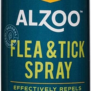 ALZOO Flea and Tick Repellent Spray for Dogs, Effectively Repels Fleas, Ticks & Mosquitos, 100% Plant-Based Active Ingredients, Sulfate-Free, 8 Fl. Oz.