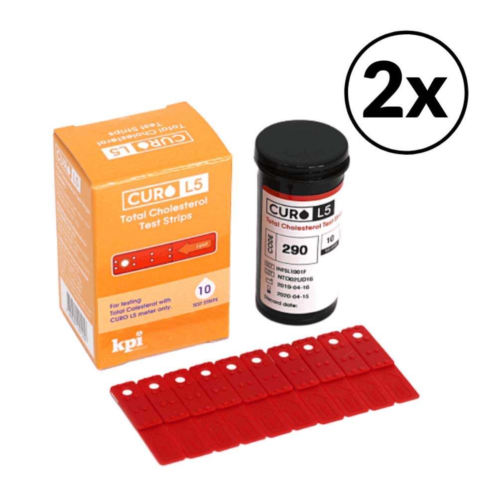 2 x CURO L5 Cholesterol Test Strips 10 ea Total Cholesterol Test Strips (Device NOT Included) Total : 20 Test Strips