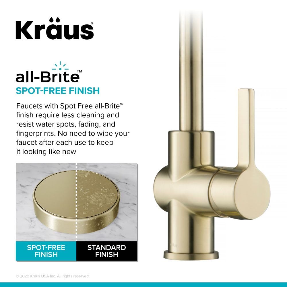 KRAUS Britt 2nd Gen Commercial Style Pull-Down Single Handle Kitchen Faucet in Spot Free Antique Champagne Bronze, KPF-1691SFACB