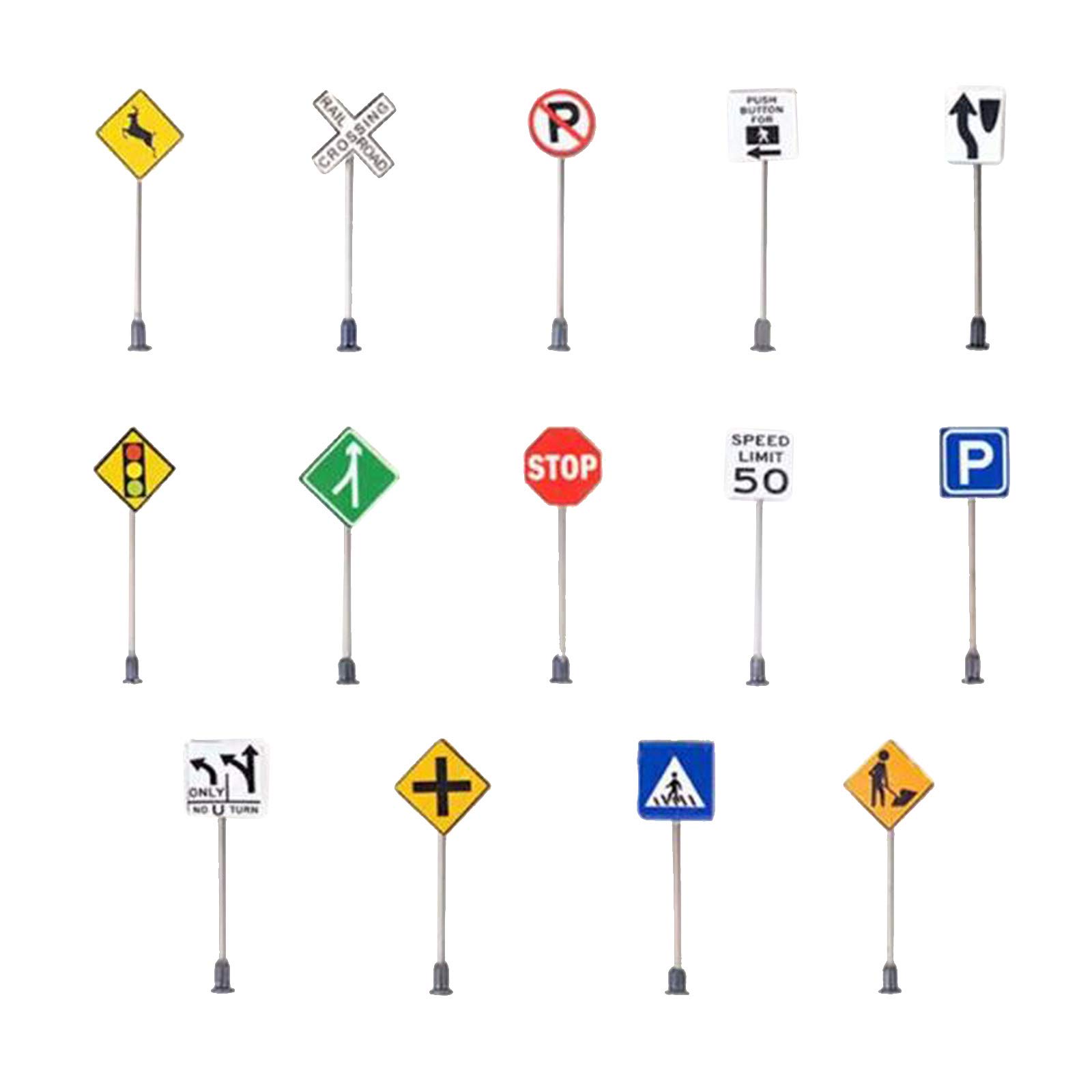 Milageto Pack of 14 1/87 HO Scale Signs Road Scene Decoration Accessory