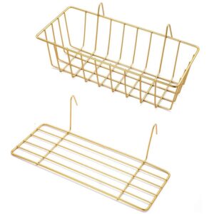 gbyan hanging basket straight shelf gold flower pot display holder for wire wall grid panel, 2 pack