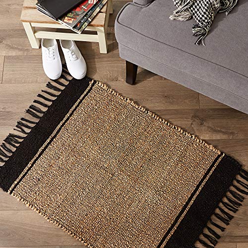 DII Woven Rugs Collection Hand-Loomed Jute, 2x3', Black Stripes