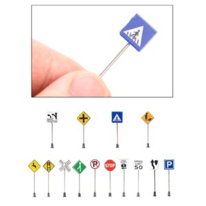 Milageto Pack of 14 1/87 HO Scale Signs Road Scene Decoration Accessory