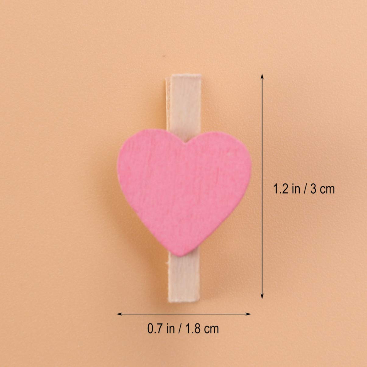 NUOBESTY 50pcs Clothes pins Mini Wooden Clips Clothespins Crafts Clips with Hearts for Wedding Party Valentines Day Decoration Photo Wood Clip Clothespin