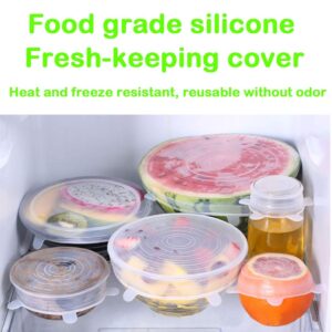 Duruan Silicone Stretch Lids,Reusable Plastic Wrap Alternative,6-Pack Food Storage Covers,Clear Color (White)