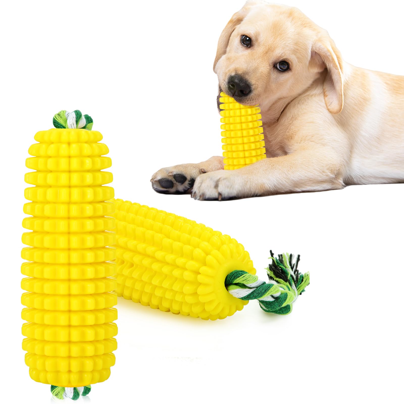 Sumind Dog Chew Toys Squeaky Puppy Toothbrush Clean Teeth Interactive Corn Cob Toys Dog Toys Aggressive Chewers Small Medium Large Breed for Training and Cleaning Teeth