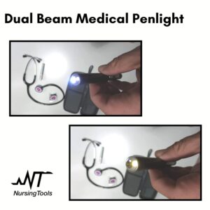 Dual Beam Penlight for Nurses, Students & Medical Doctors - USB LED Rechargeable w/Pupil Gauge & 4 cm Measurements