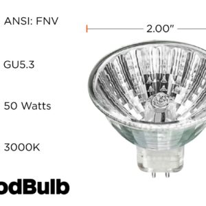 GoodBulb 50-Watt Halogen MR16 Light Bulb | GU5.3 Base 24V ANSI Code FNV | 3000K Soft White Color | Clear Finish | 2000 Life Hours | Pack of 10 Bulbs