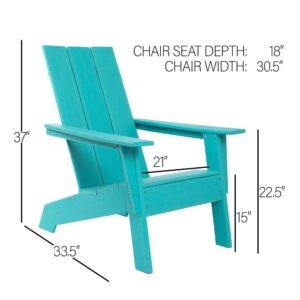 RESINTEAK Modern Adirondack Chair, All Weather Resistant, HDPE Resin Recycled Plastic, Comfortable Patio Furniture, Premium Quality, Outdoor Plastic Adirondack Chairs, Modern Collection (Aqua Blue)