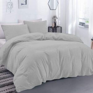 Luxury, Soft 800 Thread Count 100% Egyptian Cotton Oversized Super King (120"x98") Inch,3Pcs Duvet Cover Set with Zipper Closure & Corner Ties (1Duvet Cover & 2Pillowshams), Silver Solid