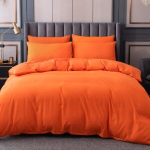 orange cal-king/king size duvet cover set,100% natural cotton 600 tc 5 piece-1 duvet/quilted cover with 4 pillowcases exquisite alternative soft with zipper closure & corner ties duvet set