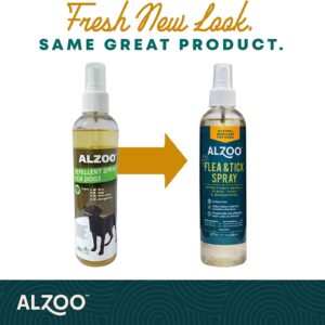 ALZOO Flea and Tick Repellent Spray for Dogs, Effectively Repels Fleas, Ticks & Mosquitos, 100% Plant-Based Active Ingredients, Sulfate-Free, 8 Fl. Oz.