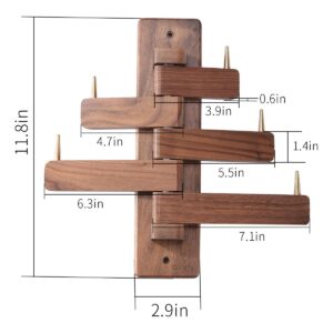 CatFairy Can swing Wood Coat Rack Wall Hooks, Wood Wall hooks Made of pure solid Black Walnut, Robust, beautiful and personalized Wall mounted Rack (Swivel Foldable Black Walnut)