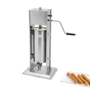 commercial churro machine hand crank stainless steel churro maker with 6 nozzles home 5l vertical type manual spanish donuts churro filler machine for restaurants cafeterias bakeries