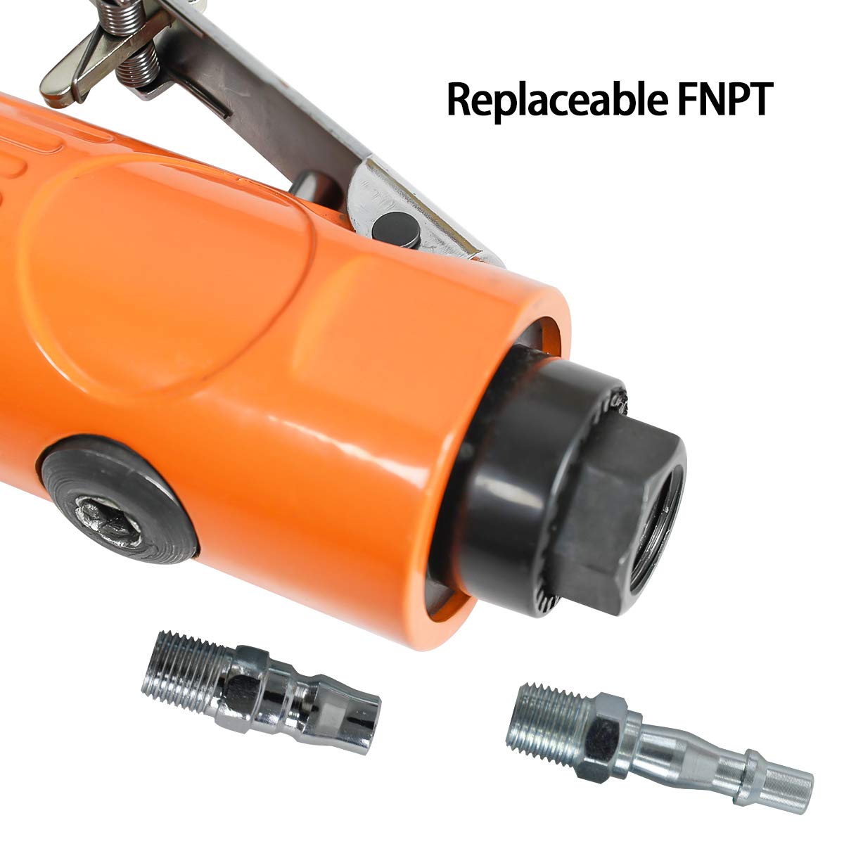 Sutekus 1/4" Air Die Grinder KIT Rotary Air Compressor Tool Set Pneumatic Sander Compact Air Throttle with 1/4 and 1/8 inch Collets (Orange)