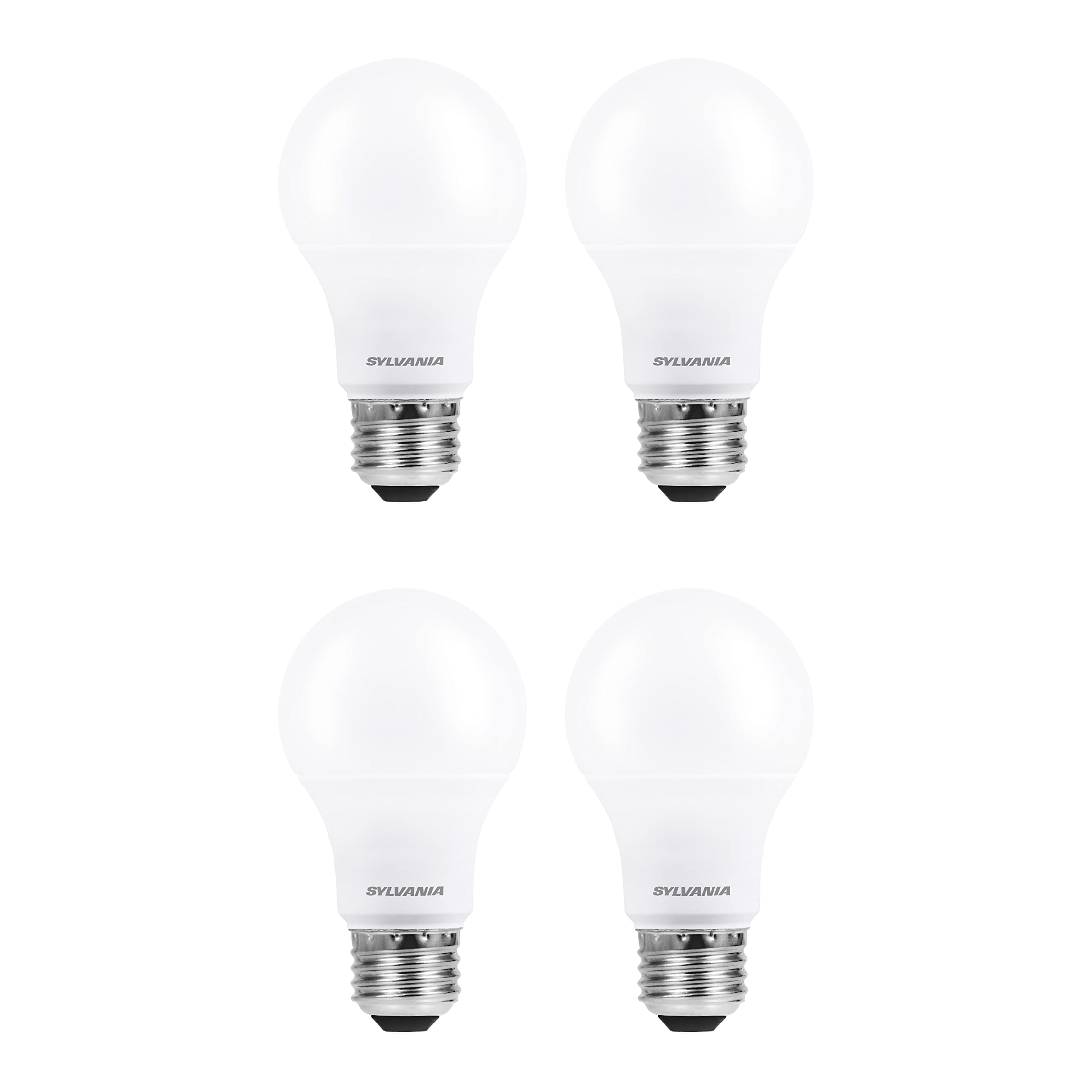 SYLVANIA LED A19 Light Bulb, 100W Equivalent, Efficient 16W, Dimmable, 1600 Lumens, Frosted, 5000K, Daylight - 4 Pack (40739)