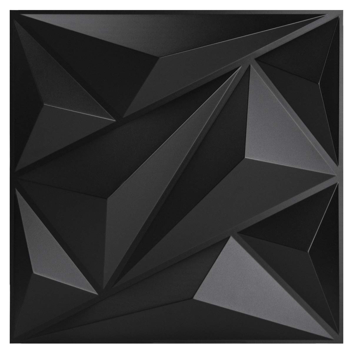 Art3dwallpanels PVC 3D Wall Panel Diamond for Interior Wall Décor in Black, 19.7" x 19.7" Wall Decor PVC Panel, 3D Textured Wall Panels, Pack of 12 Tiles