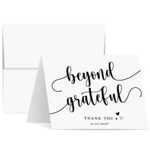 beyond grateful thank you so very much greeting cards & envelopes – appreciation, weddings, christmas, holidays, small business, baby bridal showers, funerals, graduation – 4.25 x 5.5” | 10 per pack