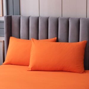 Orange Cal-King/King Size Duvet Cover Set,100% Natural Cotton 600 TC 5 Piece-1 Duvet/Quilted Cover with 4 Pillowcases Exquisite Alternative Soft with Zipper Closure & Corner Ties Duvet Set