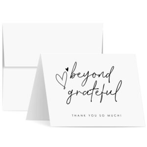 beyond grateful – thank you so very much! appreciation cards and envelopes – weddings, christmas, holidays, small business, baby bridal showers, funerals, graduation – 4.25" x 5.5" – 25 per pack