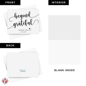 Beyond Grateful Thank You So Very Much Greeting Cards & Envelopes – Appreciation, Weddings, Christmas, Holidays, Small Business, Baby Bridal Showers, Funerals, Graduation – 4.25 x 5.5” | 10 per Pack