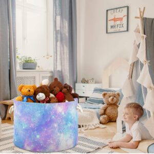 visesunny Collapsible Large Capacity Basket Magic Galaxy Star Blue Sky Clothes Toy Storage Hamper with Durable Cotton Handles Home Organizer Solution for Bathroom, Bedroom, Nursery, Laundry,Closet