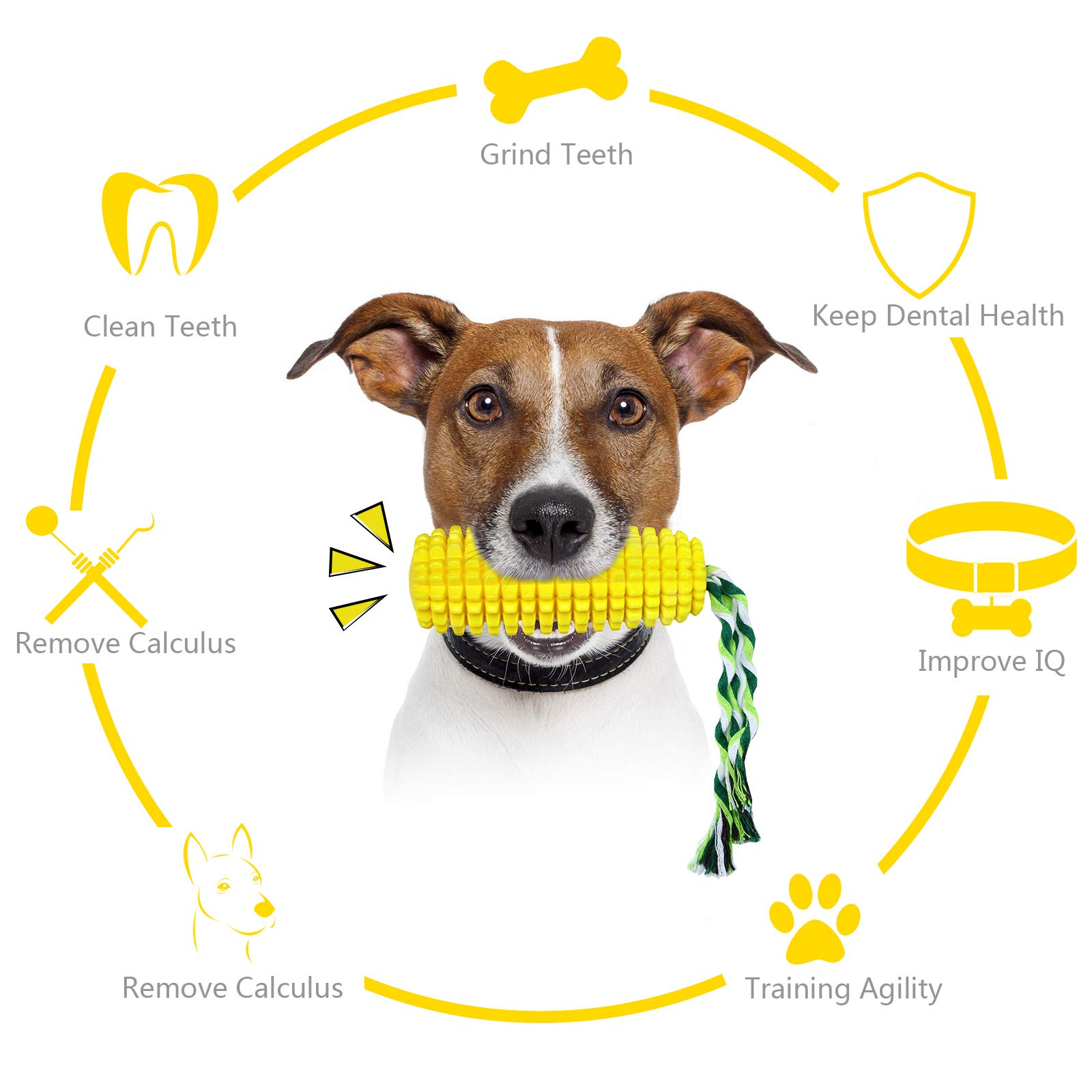 Sumind Dog Chew Toys Squeaky Puppy Toothbrush Clean Teeth Interactive Corn Cob Toys Dog Toys Aggressive Chewers Small Medium Large Breed for Training and Cleaning Teeth