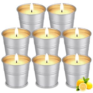 Facio Candles Outdoor Indoor 8 Pack Scented Candles Set Bulk Made with Soy Wax Bucket and Essential Oils for Garden Patio Yard Home Balcony, 8 Pack Citronella Candles