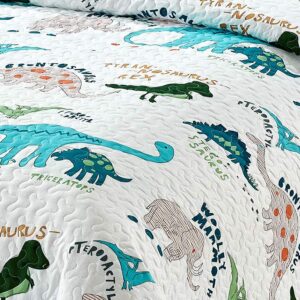 Kids Zone Collection Bedspread Coverlet Kids/Teens Variety Dinosaurs White Green Blue Orange New # Dinosaur Two (Twin)