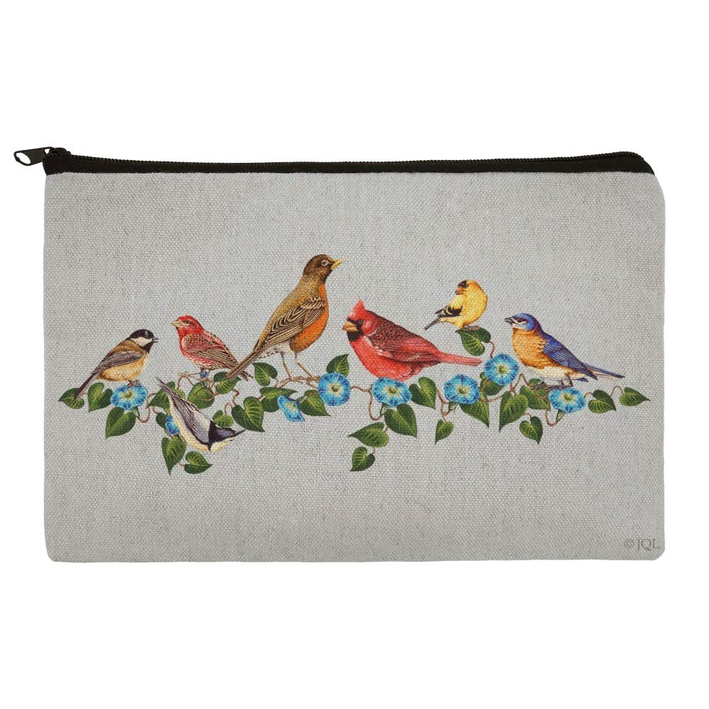 Songbirds and Flowers Cardinal Pencil Pen Organizer Zipper Pouch Case