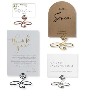 Pomp Loop 'de Loop Place Card Holders (Gold 12 Pack) | Perfect for Dinner Parties, Weddings, & Events | Display Place Cards, Table Numbers, Photos, & Buffet Food Labeling