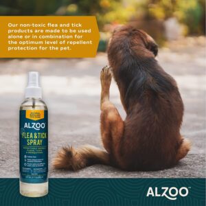 ALZOO Flea and Tick Repellent Spray for Dogs, Effectively Repels Fleas, Ticks & Mosquitos, 100% Plant-Based Active Ingredients, Sulfate-Free, 8 Fl. Oz.