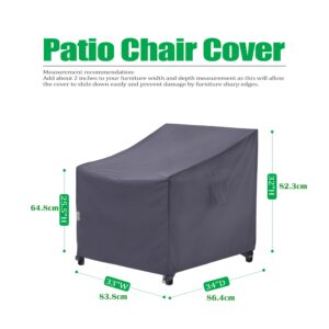 F&J Outdoors Patio Chair Covers Waterproof UV Resistant Heavy Duty Outdoor Lounge Chair Adirondack Chair Cover, Grey, 33"W x 34"D x 32"H