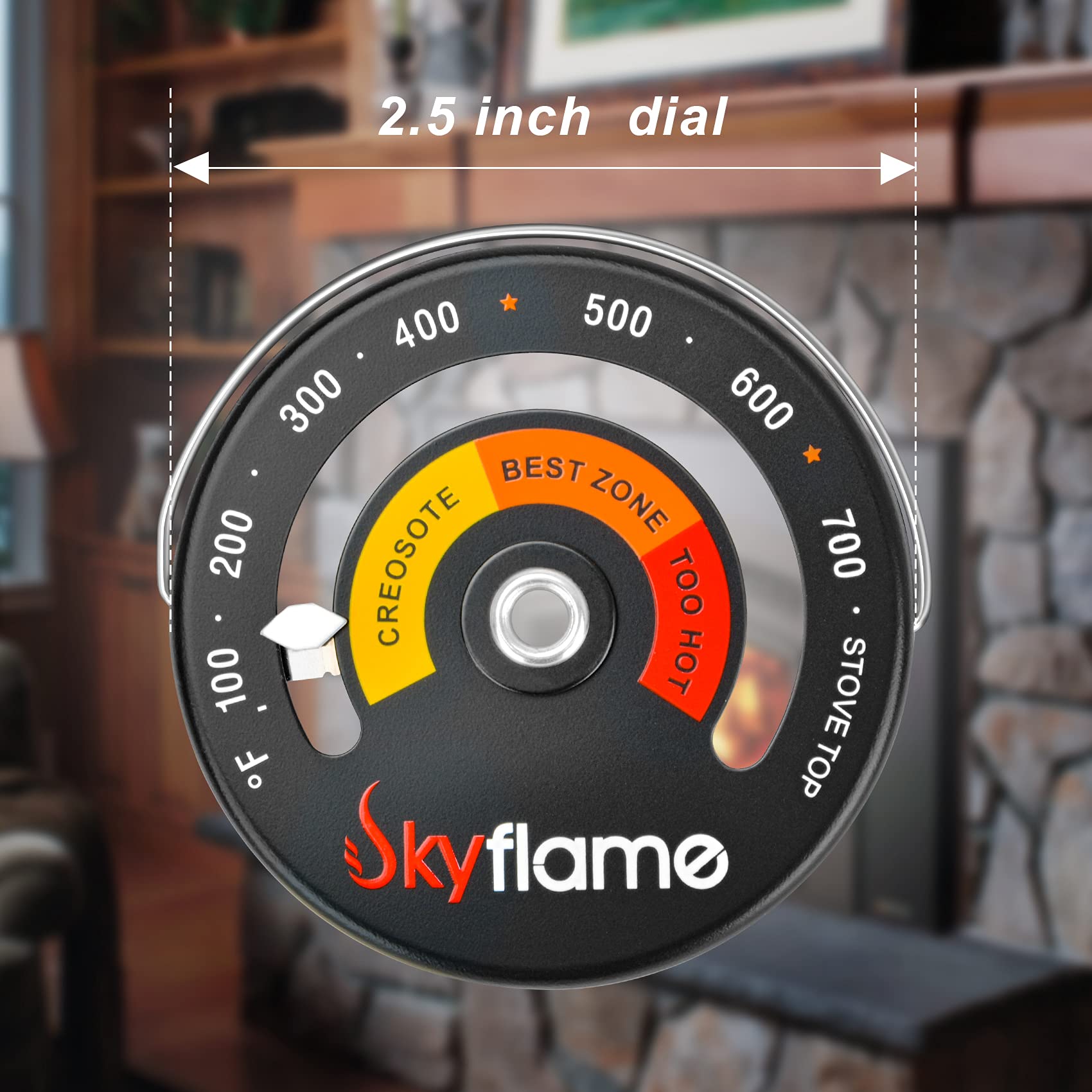 Skyflame Magnetic Top Thermometer Wood Stove Temperature Meter with Large Dial, Fireplace Accessories for Stove Top/Gas Stoves/Pellet Stove