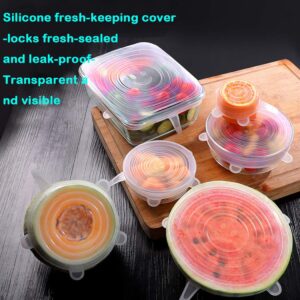 Duruan Silicone Stretch Lids,Reusable Plastic Wrap Alternative,6-Pack Food Storage Covers,Clear Color (White)