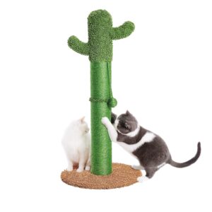 34" cactus cat scratching post with dangling ball for all cats large version brown