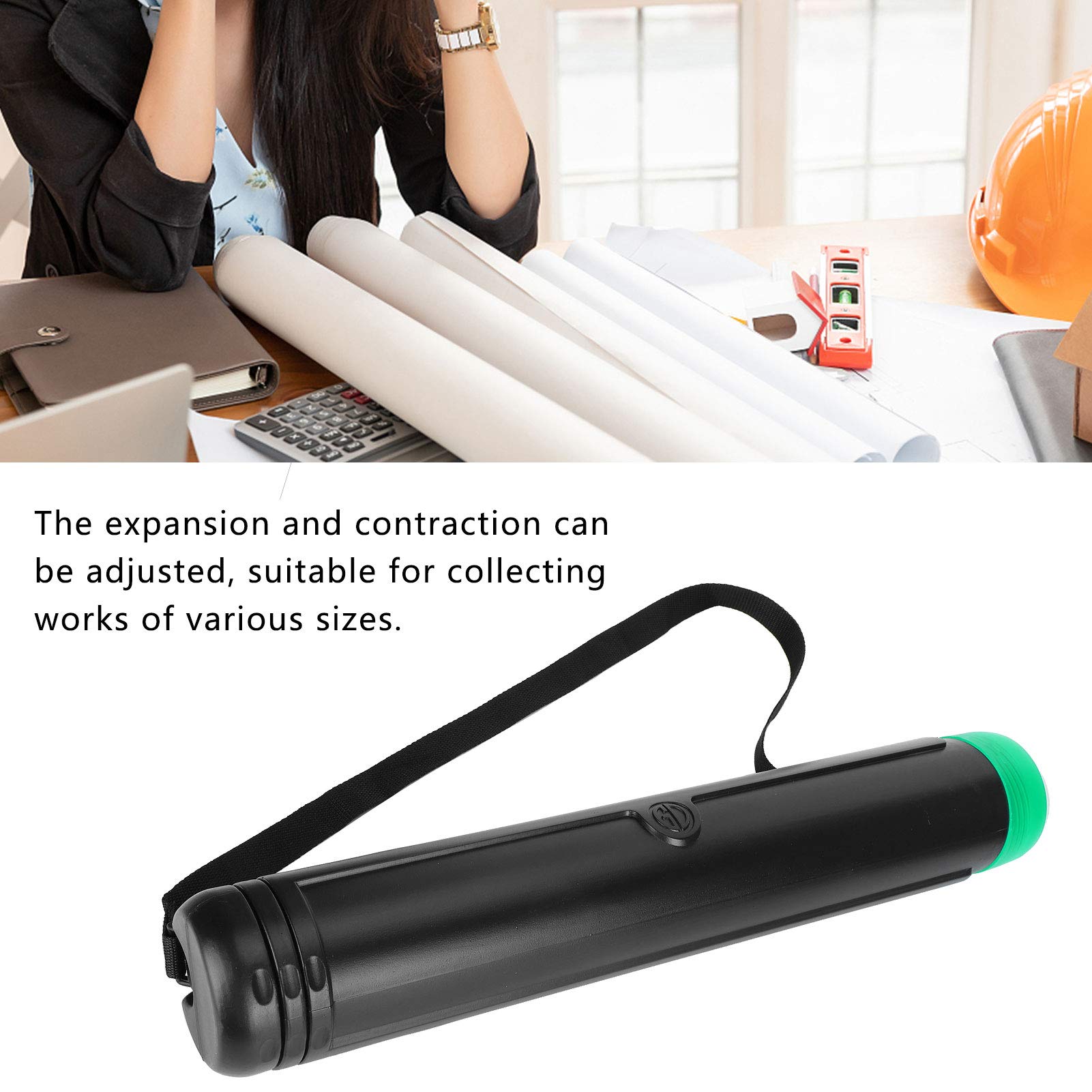 BHDD Document Poster Tube, 19.3in to 43.3in Telescoping Drafting Tube, Thickened Plastic Storage Tube with Adjustable Shoulder Strap for Storing Poster, Document, Painting, Blueprint, Drafting, etc